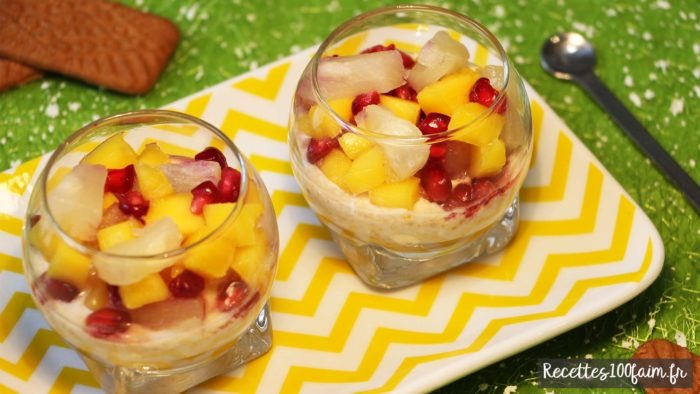 Recette verrine spéculoos ananas mangue grenade | Recettes100faim