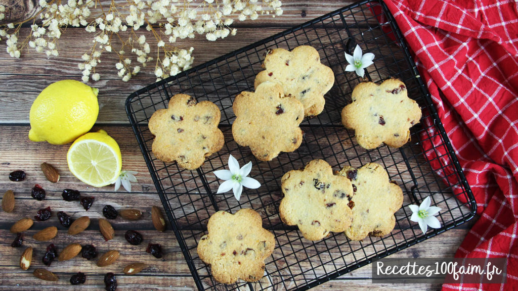 Sablés cranberries, amandes & citron | Recettes100faim