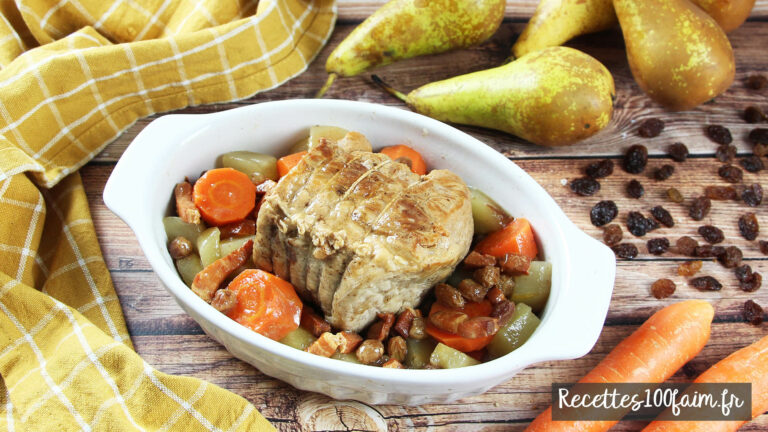 Rôti de porc, poires, raisins secs & cidre | Recettes100faim